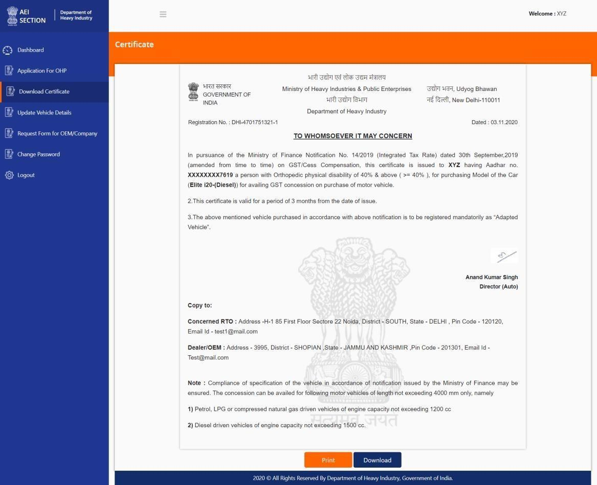 Car : GST Concession Certificate for Persons with Disabilities - User ...